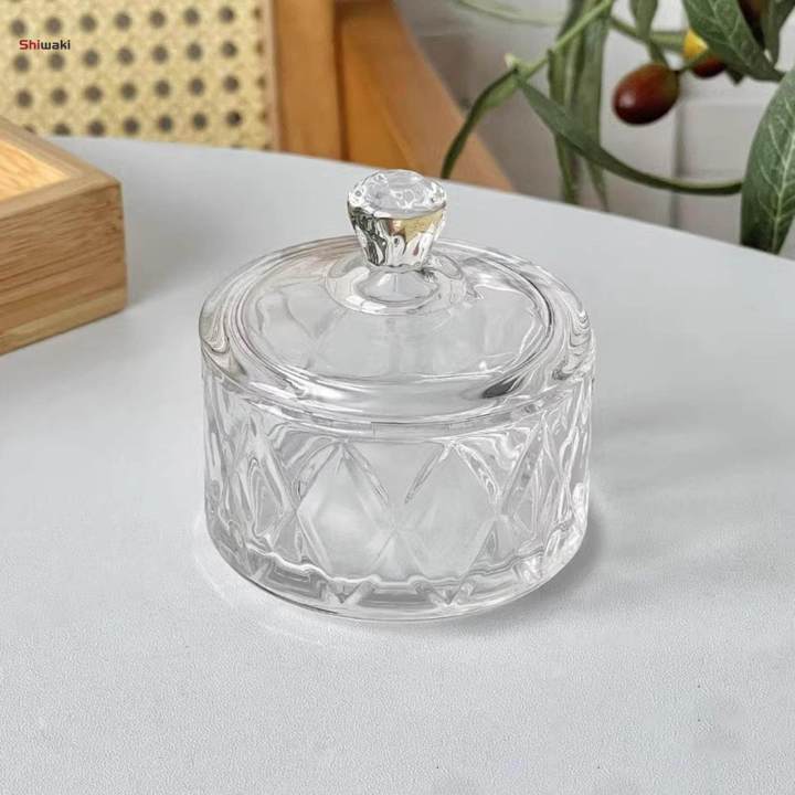 Glass Candy Jar Snack Container Sugar Bowl Vanity Jewelry Box Cookie ...