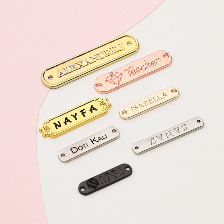 Oem Odm 2 Hole Sew On Metal Label Washable Zinc Alloy Hijab Label ...