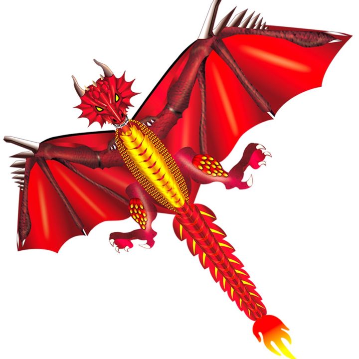 210T Polyester Fire Dragon Giant Kite Super Size Kite - red | Daraz.lk