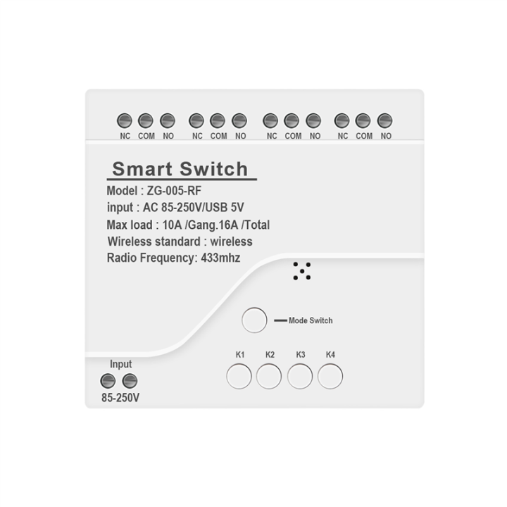 4CH Zigbee Smart Light Switch Module AC 85-250V RF433 Receive 10A ...