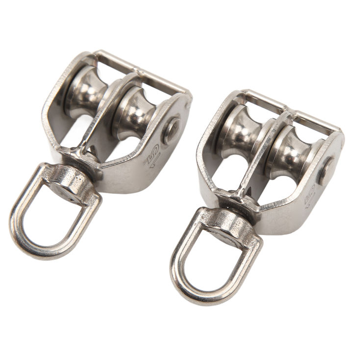 2Pcs Lifting Double Pulley Block Roller M15 Wire Rope Crane Hanging 35KG Loading | Daraz.lk