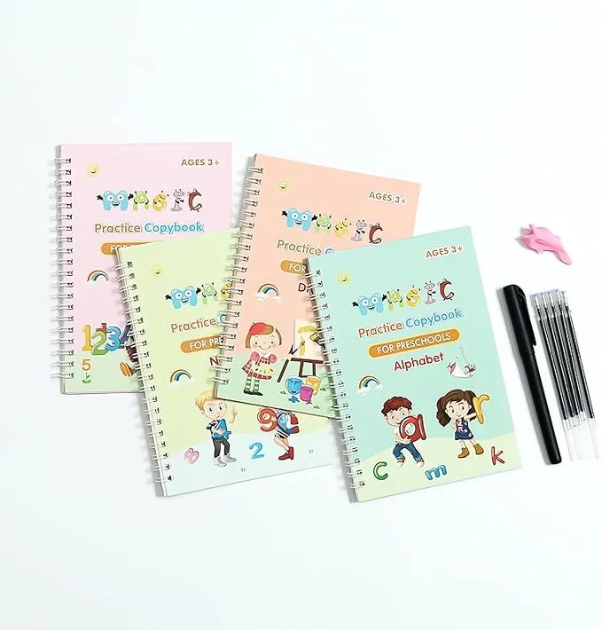Practice Copybook for Kids, Reusable Grooved Handwriting Workbooks ...
