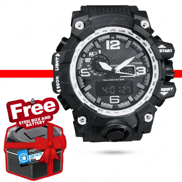 G Sport Watch With Steel Box & Battery Free Dual time Digital and ...