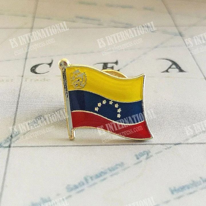 HOT Venezuela National Flag Lapel Pins Crystal Epoxy Metal Enamel Badge ...
