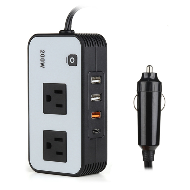 200W Car Inverter DC 12V to 110V AC Car Plug Adapter Socket with USB ...