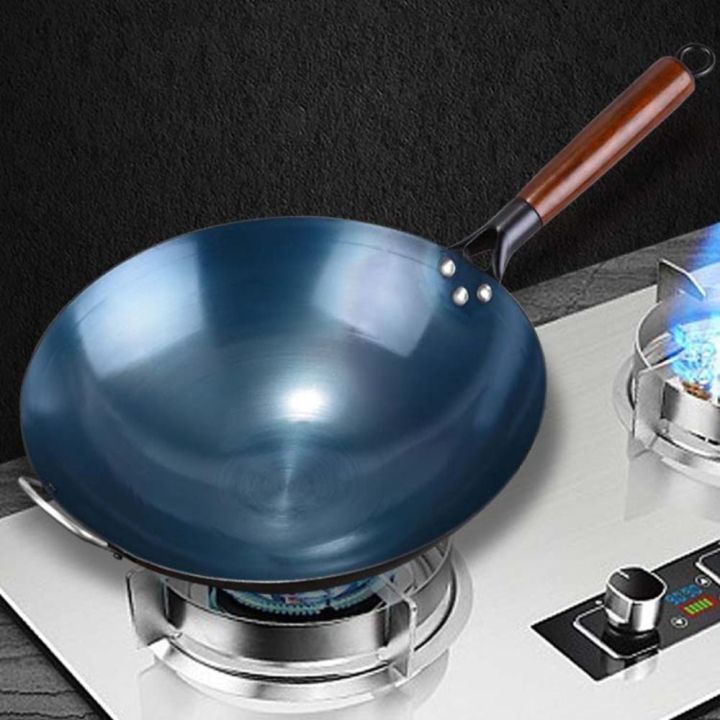 Kitchen Cookware Anti-scalding Chinese Traditional Wok Wooden Handle ...