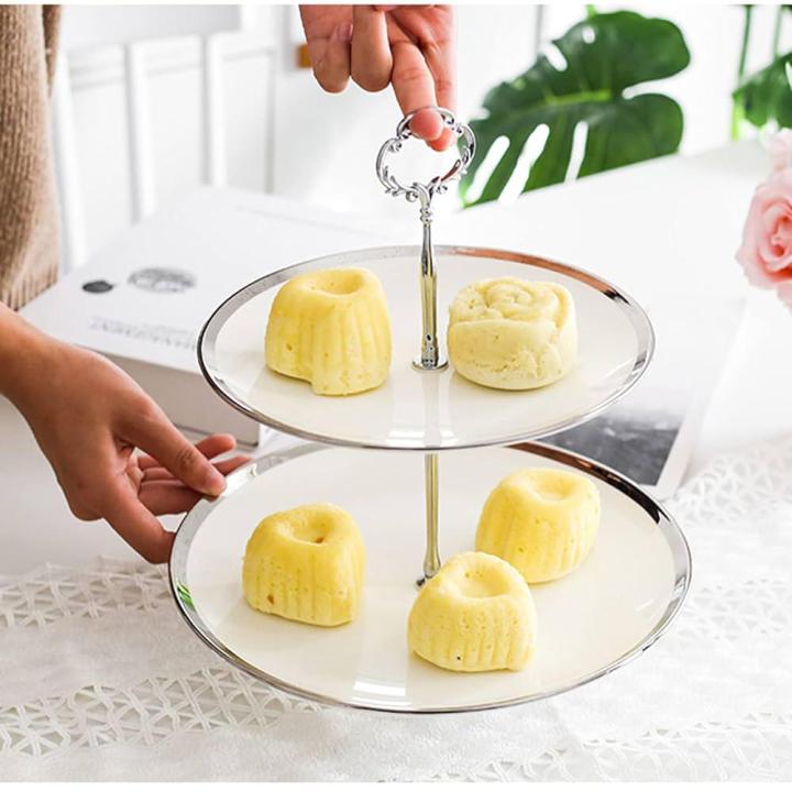 2 Layer Cake Stand Fruit Plate Tray Display Birthday Party Dessert ...