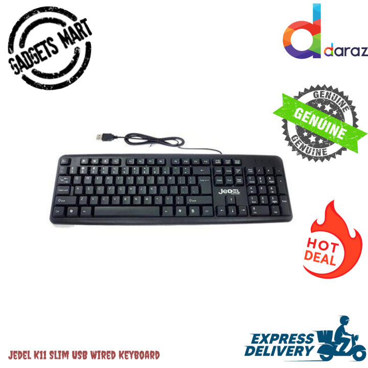 Jedel K11 Slim USB Wired Keyboard - KB-JED-K11 3 language | Daraz.lk