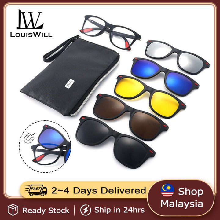 LouisWill 5 In 1 Men Sunglasses Polarized Spectacle Sunglasses Frame ...