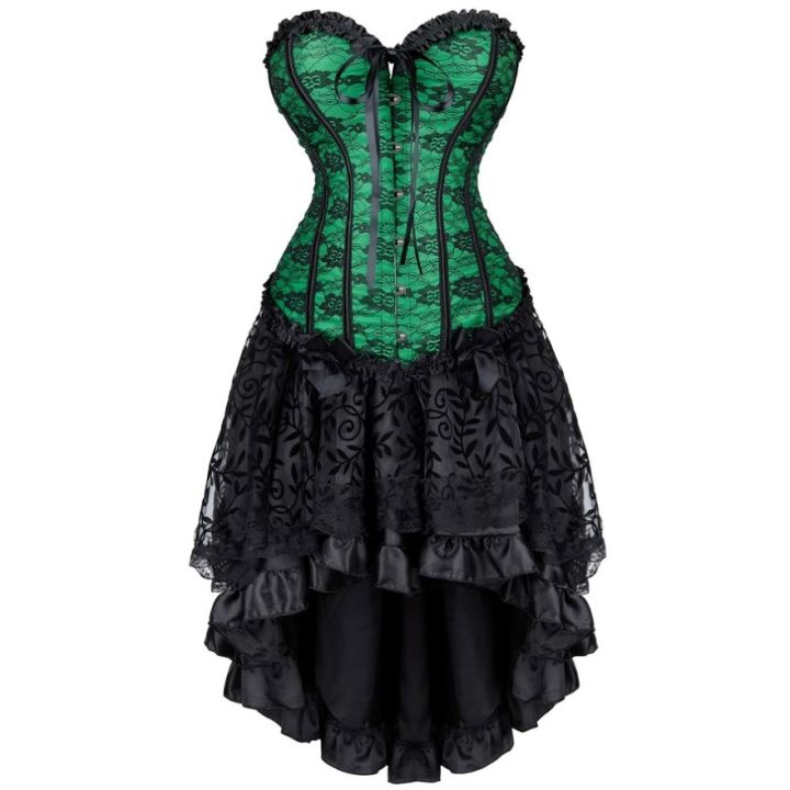 Victorian Floral Lace Up Corset Top And Gothic Skirt Set Exotic ...