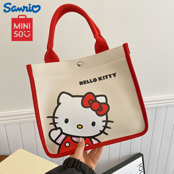 MINISO Senrio Hello Kitty Handbag Cute Canvas Large Capacity My Melody ...