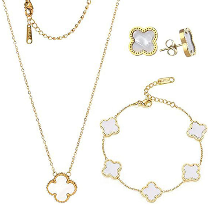 1Set Simple Light Luxury Four Leaf Clover Pendant Necklace Bracelet ...