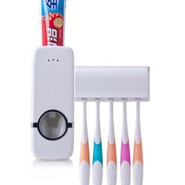 Smart Automatic Toothpaste Dispenser with Toothbrush Holder - Wall-Mounted, Dustproof with an ...