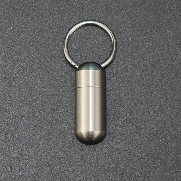 Pill Holder Portable Waterproof Metal Capsule Box Keychain Pill Case ...