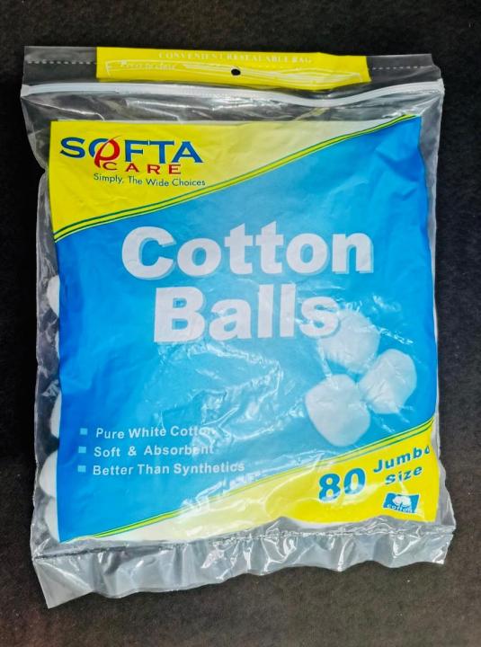 Softa Care Cotton Balls Jumbo Size (80 Balls Pack) | Daraz.lk