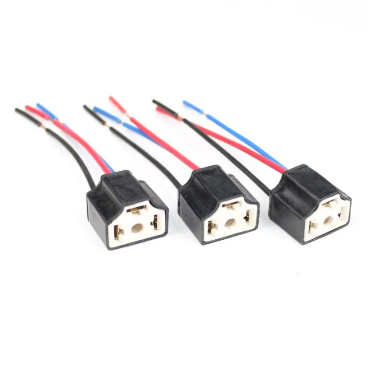 1pc H4 Three Holes Ceramic Wire Wiring Car Bulb Lamp Harness Socket ...