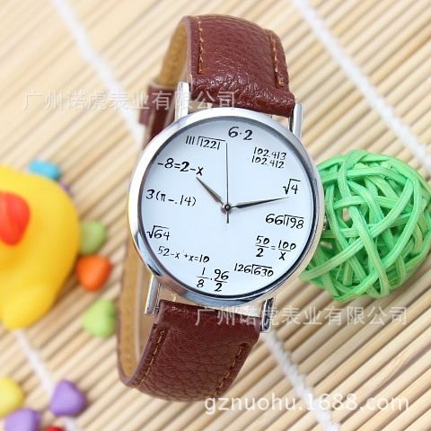 2024 New Fashion Mathematical Formula Leather-Belt Watch Math Root ...
