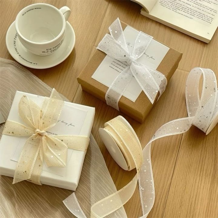 1Roll 10 Yards Sparkling Mesh Glitter Metallic Ribbons Gold Silver ...