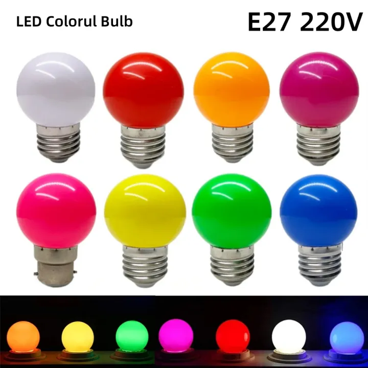 1PCS AC220V Colorful G45 LED Bulb E27 2W Cold Warm Light RGB Blubs ...