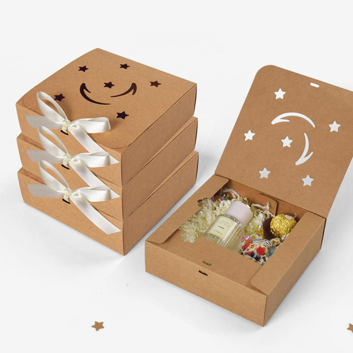Solid Color Gift Box Stylish Square Kraft Paper Candy Box Flip Cover ...