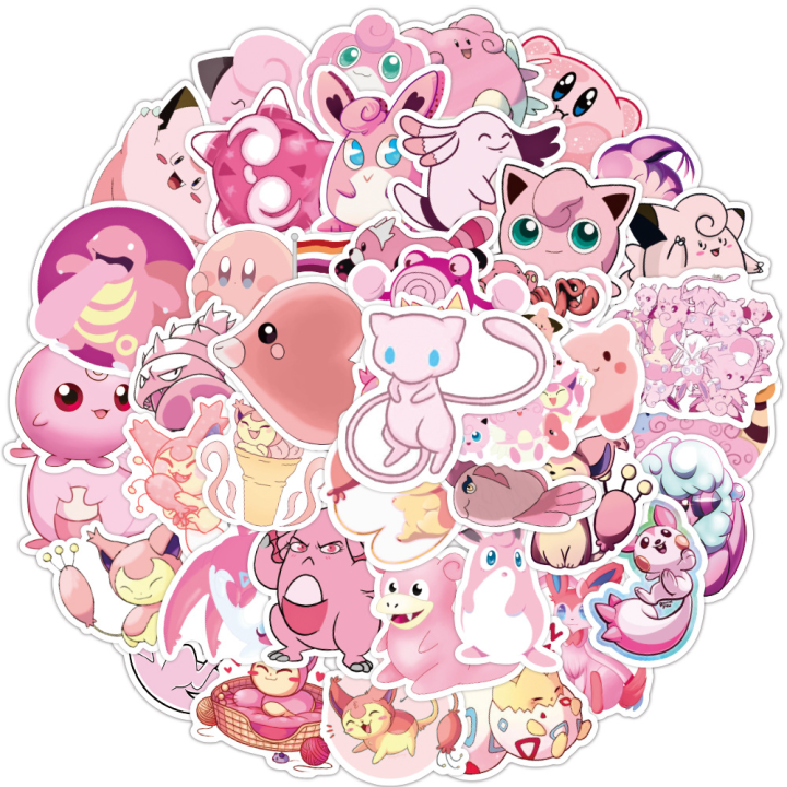 20/40/60Pcs Pink TAKARA TOMY Laptop stickers POKEMON stickers for kids ...
