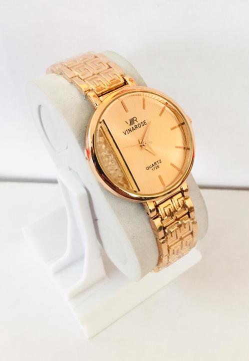 Ladies Women Luxury Stainless Steel Rose Gold Chain Watch | Daraz.lk