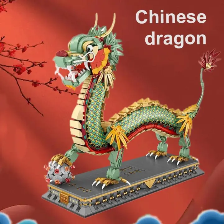 1416Pcs Chinese Dragon Block Chinese Style Animal Mini Building Blocks ...