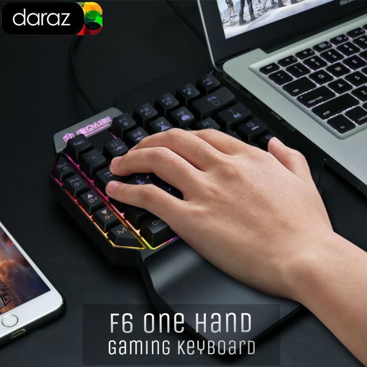 F6 Wired Single Handed RGB Backlight Gaming Keyboard 39 Keys One Hand ...