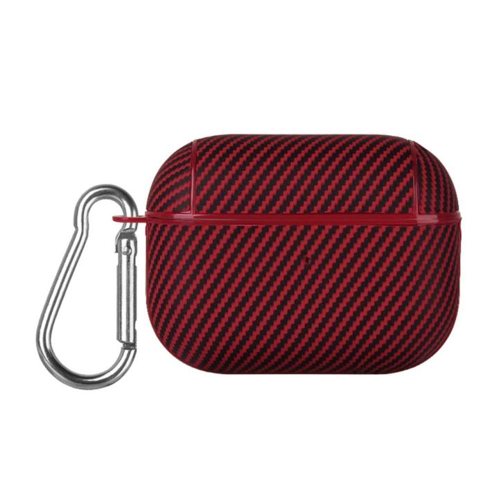 (New) Carbon Fibre Texture PU Earbuds Box PC Case with Hook For AirPods ...