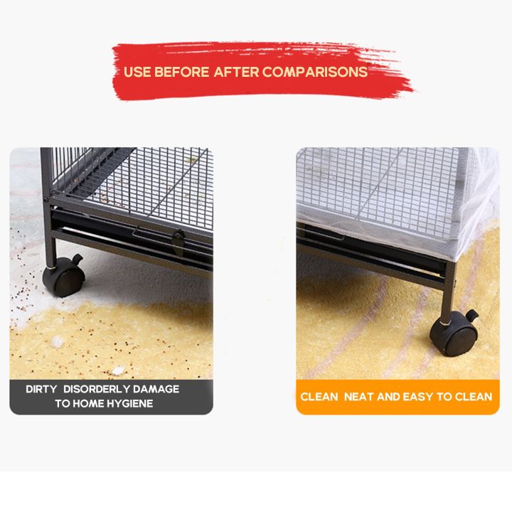 Bird Cage Cover Seed Catcher Bird Cage Mesh Net Cover Skirt Guard ...