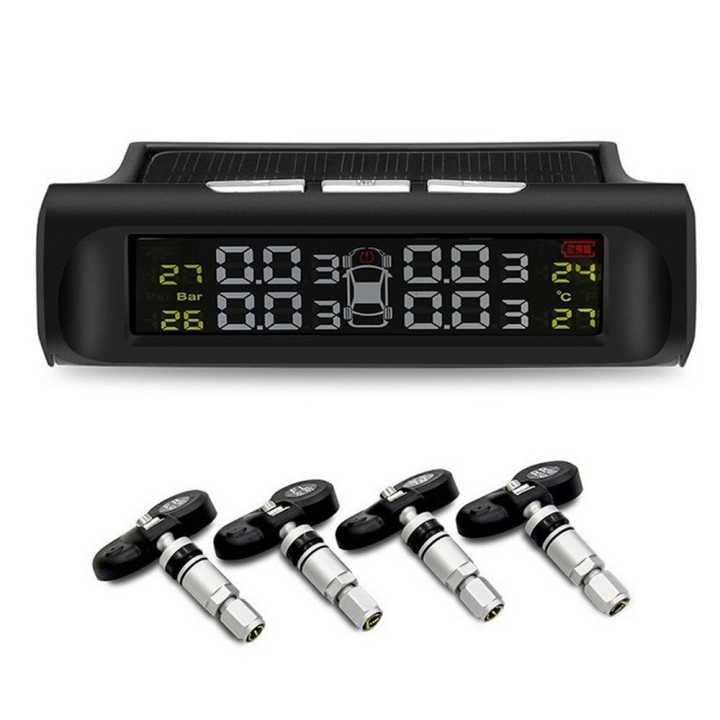 Rojey Solar Internal Sensor Tire Pressure Gauge Car TPMS Wir-eless Tire Pressure Monitoring ...