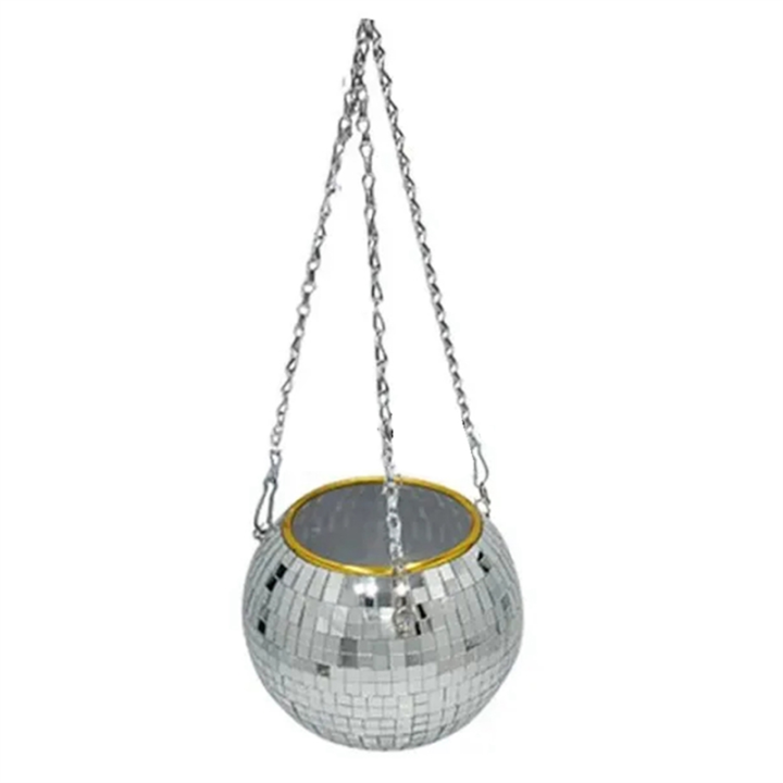JAERBEE Disco Ball Round Flower Pot Hanging Basket Plastic Mirror Plant ...