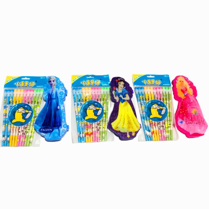 Disney Princess Plastic Pencil Box With 12 Pencil Set Combo Pack | Daraz.lk