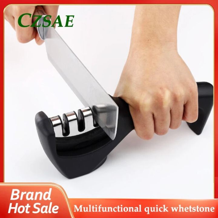 1pcs Multifunctional Quick Grindstone with Non-slip Base 3 Professional Hand-held Grindstone ...