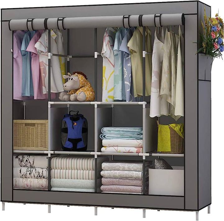4 Door Storage Wardrobe Foldable and Movable Cloth/Fabric Wardrobe with ...