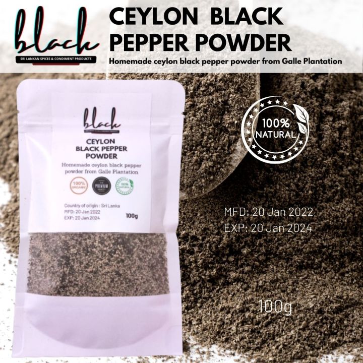 Ceylon Black Pepper Powder 100g by Black Spices, 100% Organic and ...