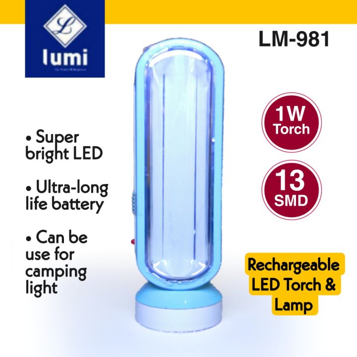 Lumi LM 981 Rechargeable LED Torch & Lamp 1w | Daraz.lk