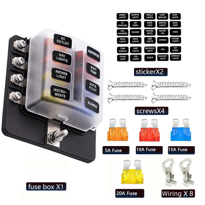 Car 6 Way 8 Way Fuse Terminal Block Auto Track Fuse Holder Box Wiring ...