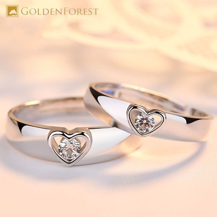 Pair of Silver Rings Couple Rings Diamond Rings Proposal Rings Men's ...