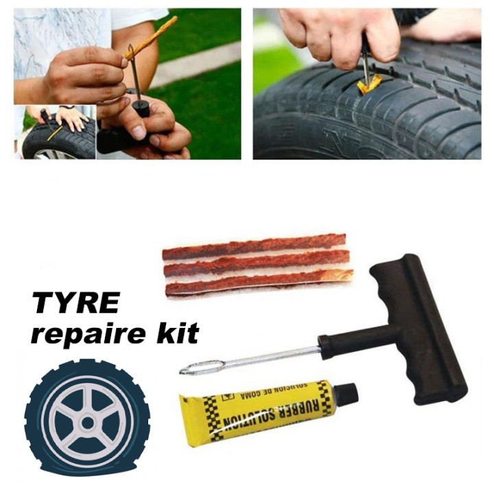 Tubeless Tire Repair Tools Puncture Repair Plug Kit Needle Patch Fix ...