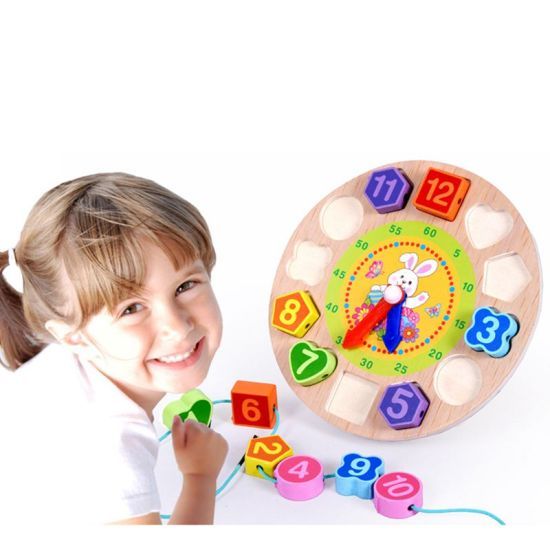 Wooden Cartoon Clock/ Cartoon Wooden Analog Shape Sorting Teaching ...