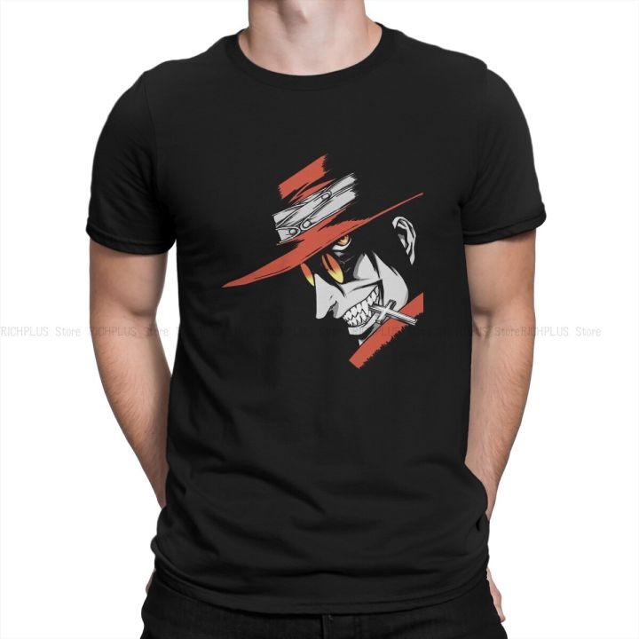 Hellsing Anime Creative TShirt for Men With A Cross In His Mouth Round ...