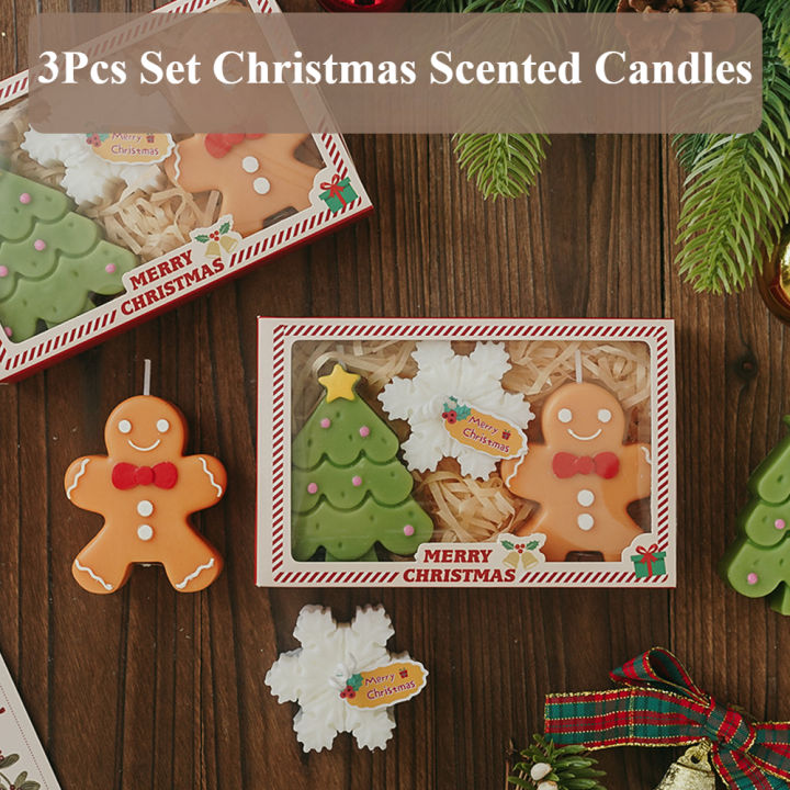 3 Pcs/Set Christmas Scented Candles Mini Holiday Candles Gift for Home ...