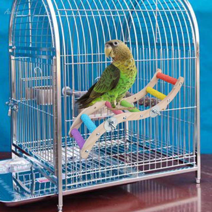 Bird Ladder Perch Solid Wood Birds Cage Ladder for Budgies Parrots ...