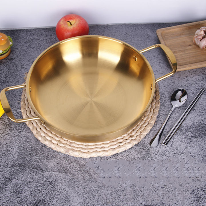 Korean Stainless Steel Thick Dry Pot Ramen Pot Kimchi Soup Pot Handle ...