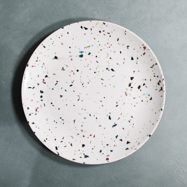 Five Star Melamine White Confetti Round Dinner Plates 10" Food Grade ...