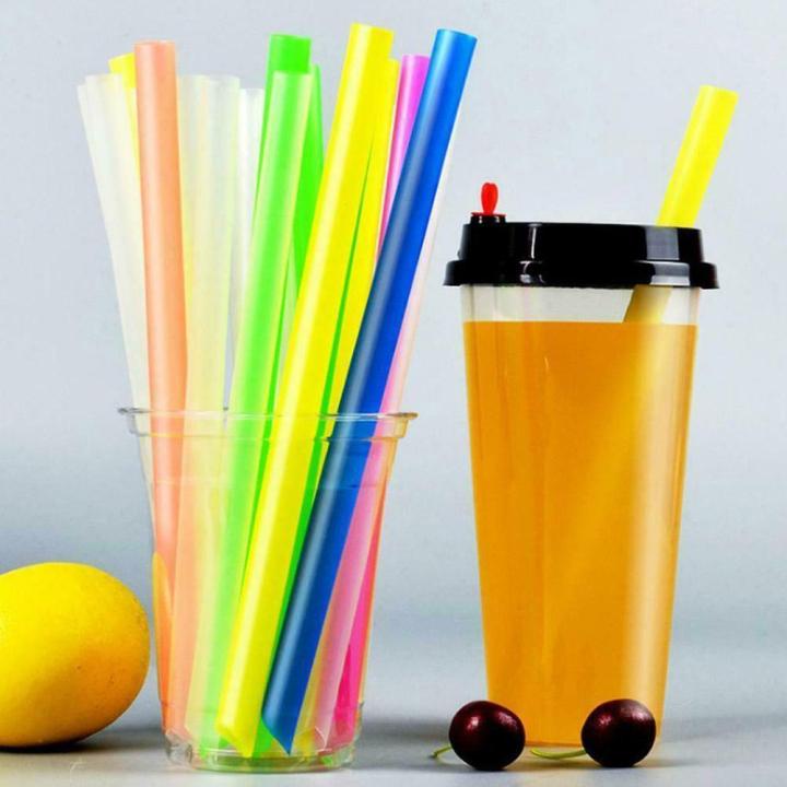 100PCS Disposable Drinking Straws Mixed Colors Plastic Beverage Straws ...