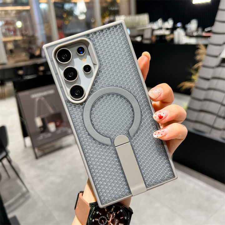 HODON Luxury Breathable Cooling Mesh Magnetic Bracket Holder Case For Samsung Galaxy S26 S25 S24 ...