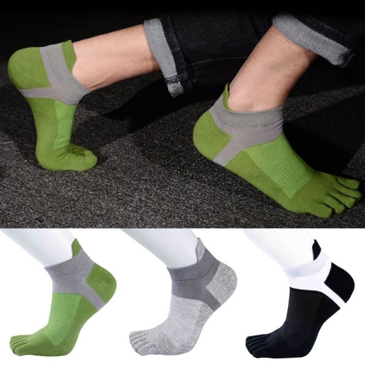 Fashion Cotton Men's Five Toe Socks Patchwork Invisible Five Finger ...