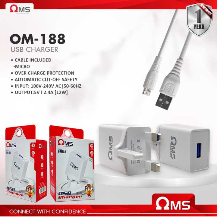 OMS MICRO / TYPE - C USB CHARGER OM-188 [ 12W ] | Daraz.lk
